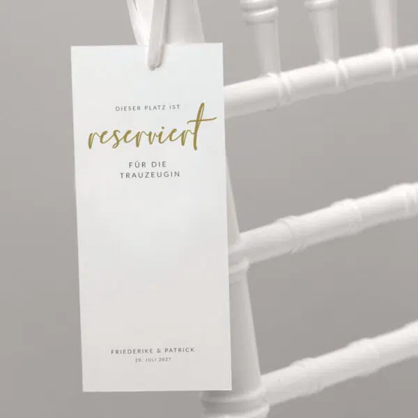 "Reserviert Schild" Stuhl Anhänger - Handschrift